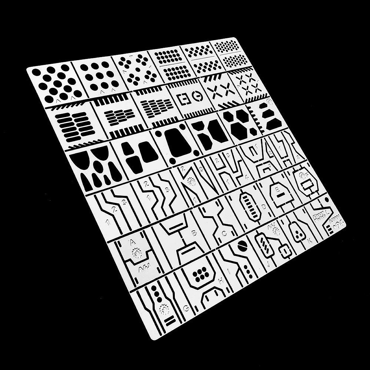 for Hobby Model Craft GK Tool Carving Auxiliary Ruler Stainless Steel Drill Hole Detail Maker Scribe line Stencil , 36 PCS in 1 (AJ0094)