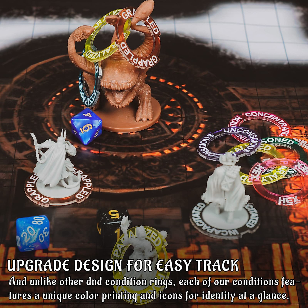 CZYY Upgraded Condition Rings 96 PCS Status Effect Markers in 24 Conditions & Spells Magic Book Storage Box Great DM Tool for Dungeons & Dragons, Pathfinder, D&D and RPG Miniatures