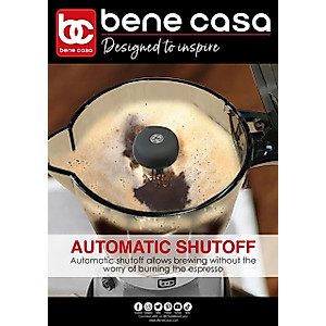 Bene Casa Espresso Coffe Maker, 6 Cup,Electric Maker Portable Cafetera Electrica| Trasparent Carefa, De 6 Tasas, Para Cafe' Espresso,Baso Trasparente.