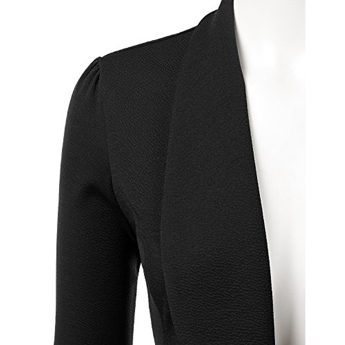 DOUBLJU Womens Lightweight Thin 3/4 Sleeve Open Front Blazer Jacket with Plus Size Black