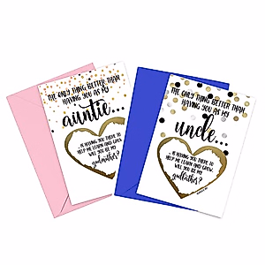 Will You Be My Godmother and Godfather Scratch Off Card Set of 2, Proposal Cards for Auntie and Uncle fron Niece Nephew (Auntie and Uncle Set)