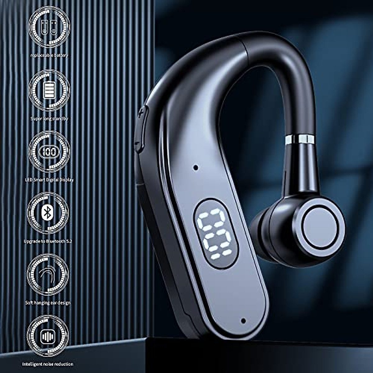 Single Ear Stereo in-Ear Earphones Bluetooth Headphones Handsfree Wireless Headset Business Headset Drive Call Sports Earphon