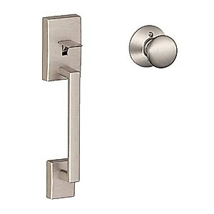 Schlage FE285 Century By Plymouth Bottom Half Handleset with 16080 Latch and 10063 Strike Satin Nickel Finish