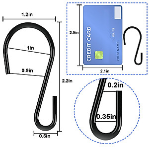 Zacool Christmas Mini S Hooks Black, 1.73 Inch Small S Hooks for Hanging Xmas Ornament Decorations, Metal S Shaped Hooks Wire Hooks Mini Storage Hook for Hanging Light,Plant,Jewelry,Crafts(40 Pcs)