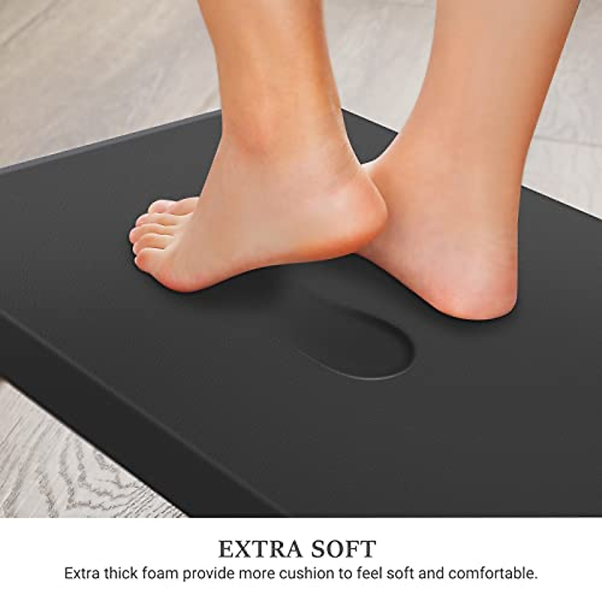 WISELIFE Kitchen Floor Mat Cushioned Anti-Fatigue Rug,17.3"x28",Non Slip Waterproof Mats and Rugs Heavy Duty PVC Ergonomic Comfort for Kitchen,Office, Sink, Laundry,Black