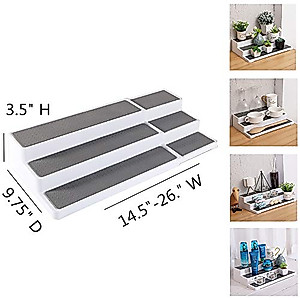 YCOCO 3-Tier Expandable Spice Rack Step Modern Design Waterproof and Non Skid Shelf Kitchen Organizer for Pantry Cabinet or Countertop Use