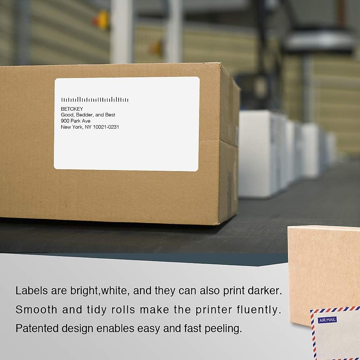 BETCKEY - Compatible DYMO 1744907 (4" x 6") Shipping Labels, Strong Permanent Adhesive & Perforated, Compatible with Rollo, DYMO 4XL & Zebra Desktop Printers[10 Rolls/2200 Labels]