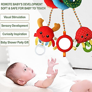 AIPINQI Infant Stroller Toy, Baby Car Seat Toys for Infant Baby Bed Stroller Toy Suitable Pram Crib Plush Toy for Boys Girls Spiral Activity Toy with Rattles and BB Squeaker,Strawberry