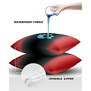 Litter Star Outdoor Throw Pillow Covers Waterproof Pillow Cases 16x16 Red to Black Gradient Ombre Decorative Pillow Covers Cushion Cases for Couch Sofa Patio Garden 2 Pack Merry Christmas Theme