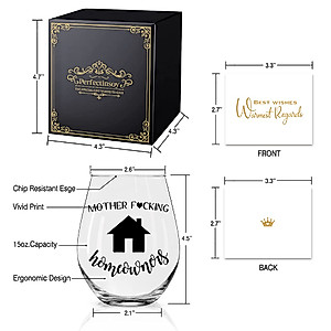 Perfectinsoy Housewarming Wine Glass with Gift Box, Unique House Gifts For New Home Owner, Funny First Time Home Owner Gift Ideas, Funny Novelty Wine Glassware Gift for Women, Party, Event