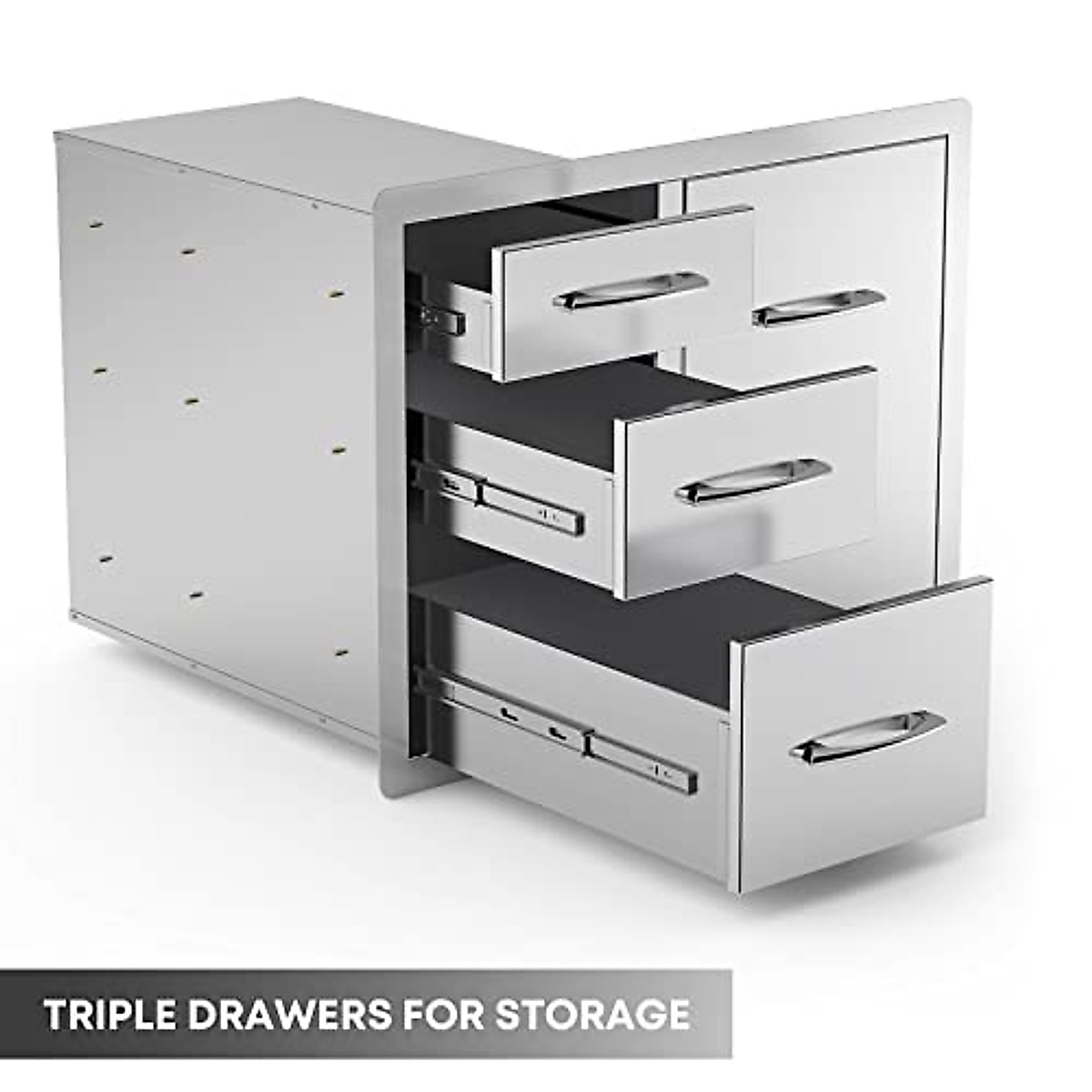 Stanbroil Outdoor Kitchen Stainless Steel Combo Propane Tank Tray with Trash Bag Ring & Triple Drawer, 30-Inch