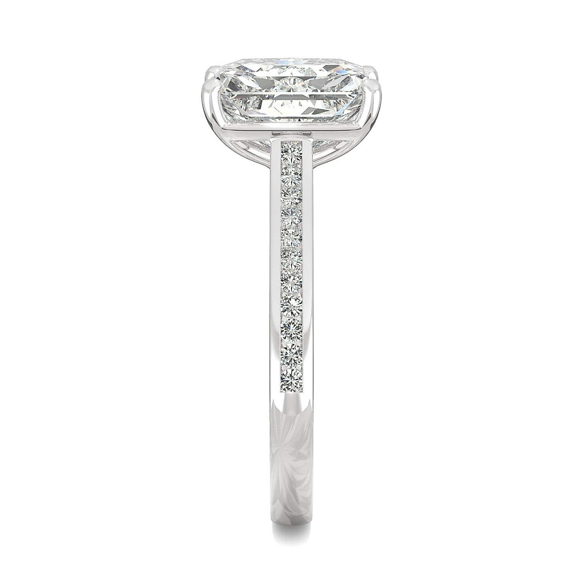 Charles & Colvard Created Moissanite 9x7mm Radiant Cut Engagement Ring for Women | 2.88 cttw DEW | Lab Grown | Solid 14K White Gold with Rhodium | Size 8