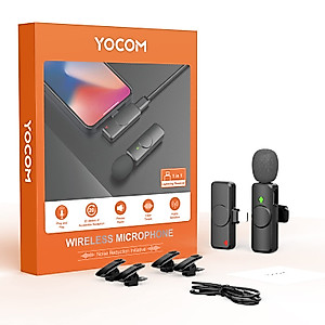 YOCOM Wireless Lavalier Lapel Microphone for iPhone, iPad, Professional Ultra-Low Delay Recording Mics with Noise Reduction Chip for 4-6H Long Creat Time, Live Stream, Interviews