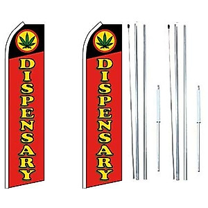 Dispensary King Swooper Flag Sign with Complete Hybrid Pole Set - Pack of 2-(FI)