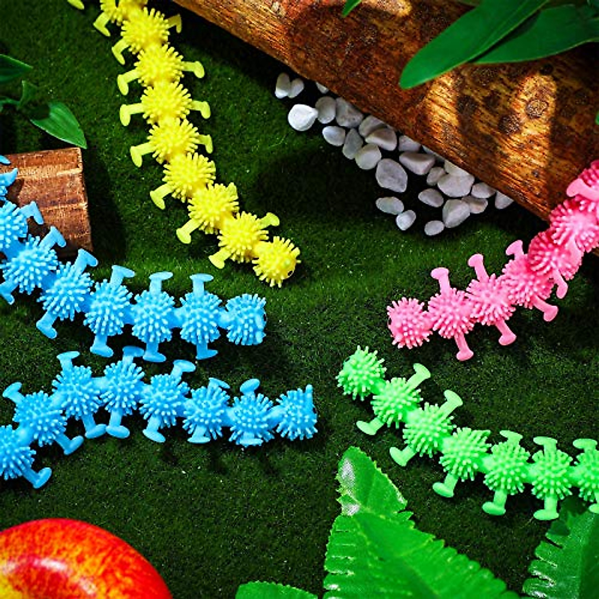 Charnoel 8 Pieces Caterpillars Fidget Sensory Toy Stretchy Toy for Anxiety, Caterpillars Fuzzy Worm Noodles Unicorn Play Toy for Stress Relief, Calming and Relaxing Present