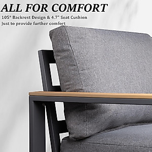 RoyalCraft Aluminum Outdoor Couch, All-Weather Metal Patio 3-seat Sofa with Soft Thick Cushions, Patio Sofa Couch for Porch Backyard Garden, Grey