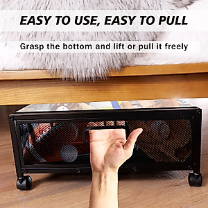 PLEDDANIO Under Bed Storage with Wheels, 68L Large Capacity Underbed Storage Containers with Zipper & Clear Lids & Rolling Underbed Storage Box for Clothes Toys Shoes Quilts Blankets, 2 Pack