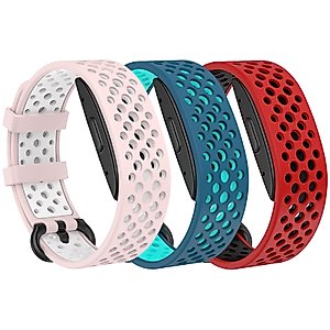 TenCloud 3-Pack Straps Compatible with Amazon Halo Band Replacement Adjustable Wristbands Breathable Waterproof Soft Sport Band for Halo Band (Pink+Teal+Red)