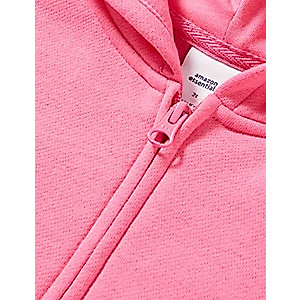 Amazon Essentials Girls' Fleece Zip-Up Hoodie Sweatshirt, Bright Pink, Medium