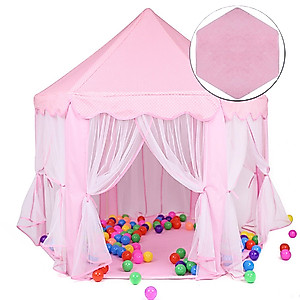 WERSHOW Hexagon Coral Rug - Ultra Soft Carpet for Princess Castle Playhouse Bedroom Length 55" Girls Anti-Slip Bottom Play Mat Indoor and Outdoor Fun(Pink)