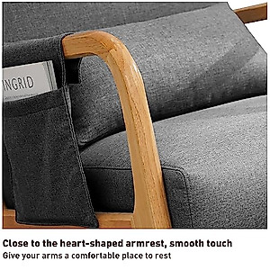 EASELAND Glider Rocker Nursery Chair, Modern Accent Patio Rocking Chair, Upholstered Glider Rocking Chair, Solid Wood Armchair with High Backrest for Living Room, Bedroom, Outdoor