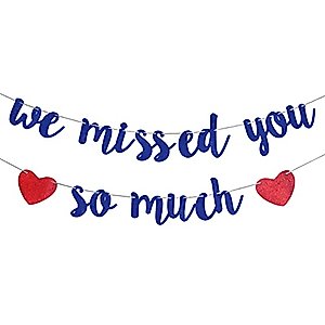 Welcome Home Decoration We Missed You So Much Banner, Blue Welcome Back Home Family Party Sign Decor, Military Army Deployment Returning Homecoming Party Supplies