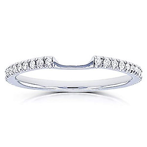 Kobelli Notched Diamond Wedding Band 1/8 Carats (ctw) in 14k White Gold, Size 7, White Gold