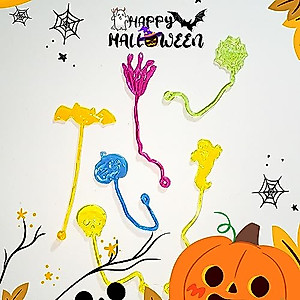 Mchochy 28 pcs Halloween Sticky Hands Toys for Kids, Skull Bat Ghost Pumpkin Styles Sticky Stretchy Toys for Goodie Bags, Pinata Fillers, Classroom Prizes Halloween Trick or Treat Party Favors