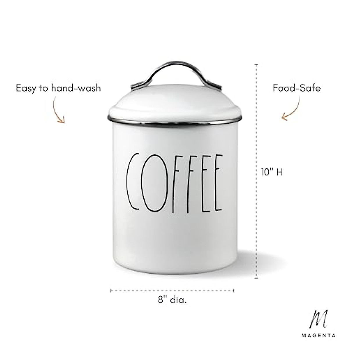 Rae Dunn Tin Coffee Canister, Tin Canister with Lid and Elongated Writing