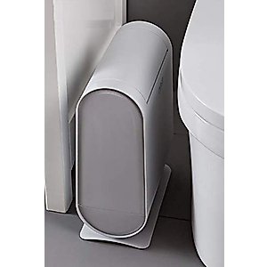 Modern Simple Design Bathroom Garbage Can Container with Lid and Plastics Bag Storage Dispenser Elegant Hygienic Wastebasket | Home Office Bedroom Kitchen Trash Bin Diaper Pail | Grey | 7L/1.8 Gal