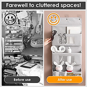 Zyrellix Wall Hanging Organizer Canvas, Wall Hanging Basket with Pockets, Oxford Cloth Wall Organizer, Waterproof Hanging Storage Bag for Kitchen, Bedroom, Bathroom, Door, Office