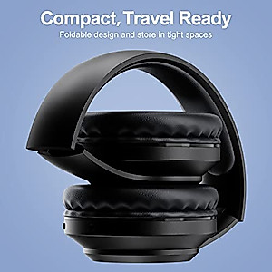 X5 Rechargeable & Portable FM Radio Headphones with Best Reception,LED Display,Soft Ear Muffs, FM Headset Radio Receiver for Meeting, Works, Hiking, Jogging (Black)