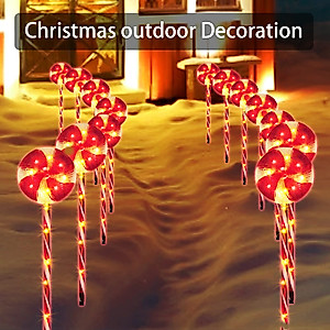 ALIGHTER 3Pcs Giant Solar Christmas Candy Cane Lights Outdoor Decorations Pathway Driveway Markers Lawn Garden Yard Christmas Decor