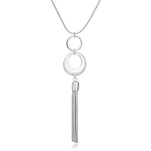 Nine West Ring Around Silvertone Tassel Pendant Necklace, 36" L