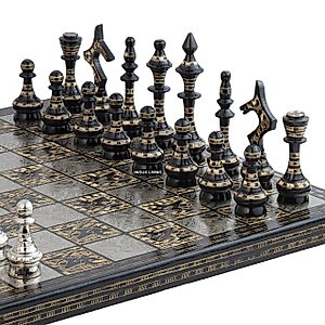 Luxury & Decorative Premium Chess Board Game Set | 12 x 12 Inches | Black & Silver | Collectible & Handmade Chess Set for Professionals & Adult for Tournament/for Gifting by INDUS LIVING