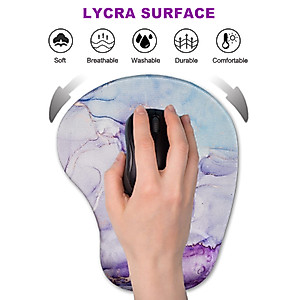 ARTSO Ergonomic Mouse Pad with Wrist Support Gel Mouse Pad Wrist Rest, Non-Slip PU Base Comfortable Mousepad for Office Home Working Studying Pain Relief & Easy Typing, Purple Blue Marble