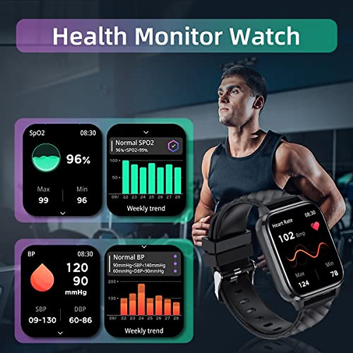 WM Welly Merck Smart Watch, 1.85" Full Screen Fitness Tracker for Android & iOS Phones with Call Heart Rate Sleep Step Monitor, 137 Sport Modes, IP68 Waterproof, Smart Watch for Men Women