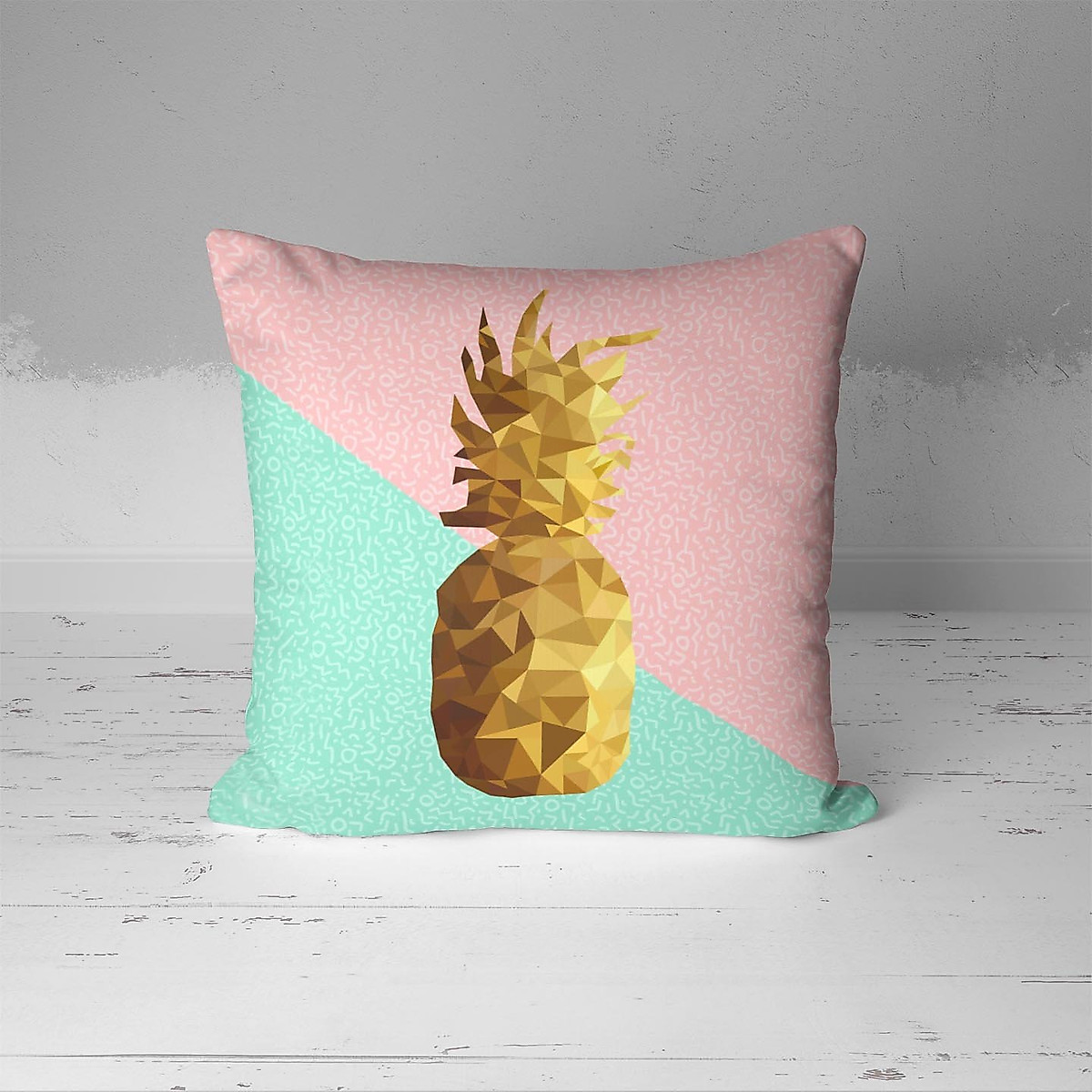 iiRov Summer Design Ink-Fuzed Decorative Throw Pillow - Geometric Summer Pineapple v1