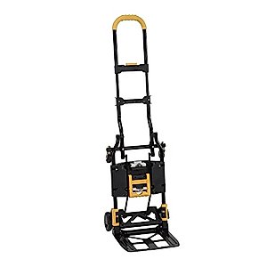 COSCO 12225YGB1E 2-in-1 Folding Hand Truck, 300 lb. Capacity, Multi-Position with Extendable Handle, Black/Yellow