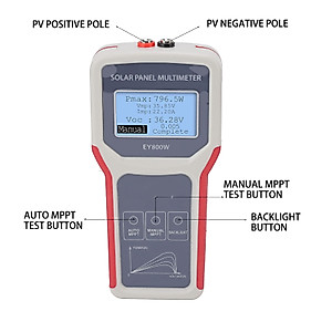 Solar Panel Tester, EY800W with Ultra Clear LCD MPPT Multimeter Open Circuit Voltage Troubleshooting for Photovoltaic Panel