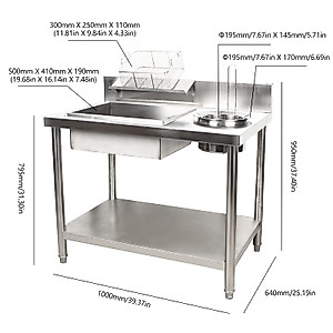 CNCEST Fried chicken breading station, Breading Table Fried chicken FishFood Prep Station, Stainless Steel Commercial Kitchen Prep & Work Table for Fried Food, Chicken Thighs, Chicken Nuggets, Donuts