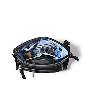 Baggallini Womens Modern Pocket Vegan Leather Crossbody, Black W/Gold Hardware Vegan Leather, One Size US