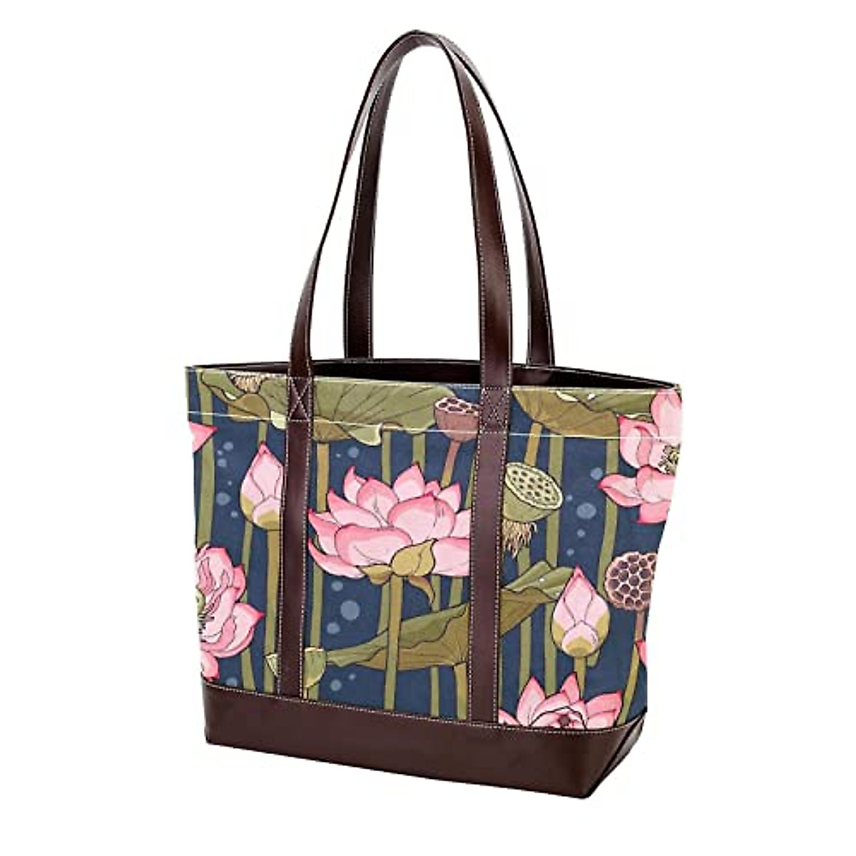 Lotus Flower jpg Tote Bags Large Leather canvas Purses and Handbags for Women Top Handle Shoulder Satchel Hobo Bags