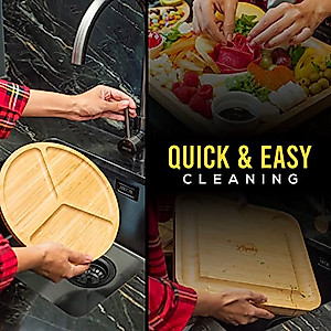 AYEEKO Bamboo Cheese Board and Knife Set, Wooden Charcuterie Board Set & Cheese Tray, House Warming Cheese Cutting Board Unusual Gift for Holiday, Birthday, Bridal Shower, Anniversary & Wedding Couple