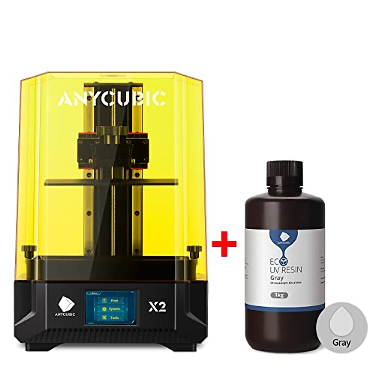 ANYCUBIC Photon Mono X2 and Plant-Based Resin (Grey, 1KG), Resin Printer Bundle