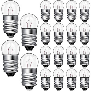 Honoson 20 Pieces E10 Miniature Screw Light Bulbs Replacement E10 Mini Bulb for Physical Electrical Experiment Screw Base Indicator Light Incandescent Bulb (3.8V, 0.3A)