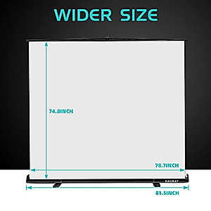 【Retractable Screen】 RAUBAY 78.7in x 74.8in Large Collapsible White Backdrop Portable Retractable Panel Photo Background with Stand for Video Conference, Photographic Studio, Streaming