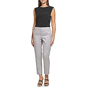 DKNY Women's Casual Pockets Frontfly Pant, Grey/Pomegranate