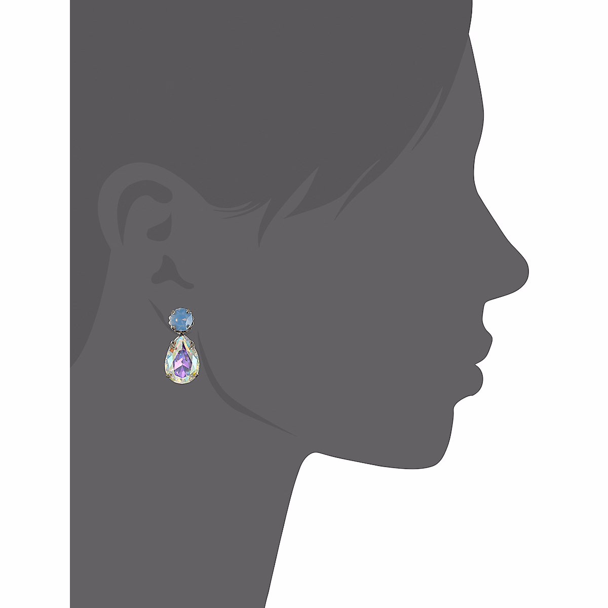 Sorrelli Teardrop Accent Earrings, Antique Silver-Tone Finish, Rainbow Quartz