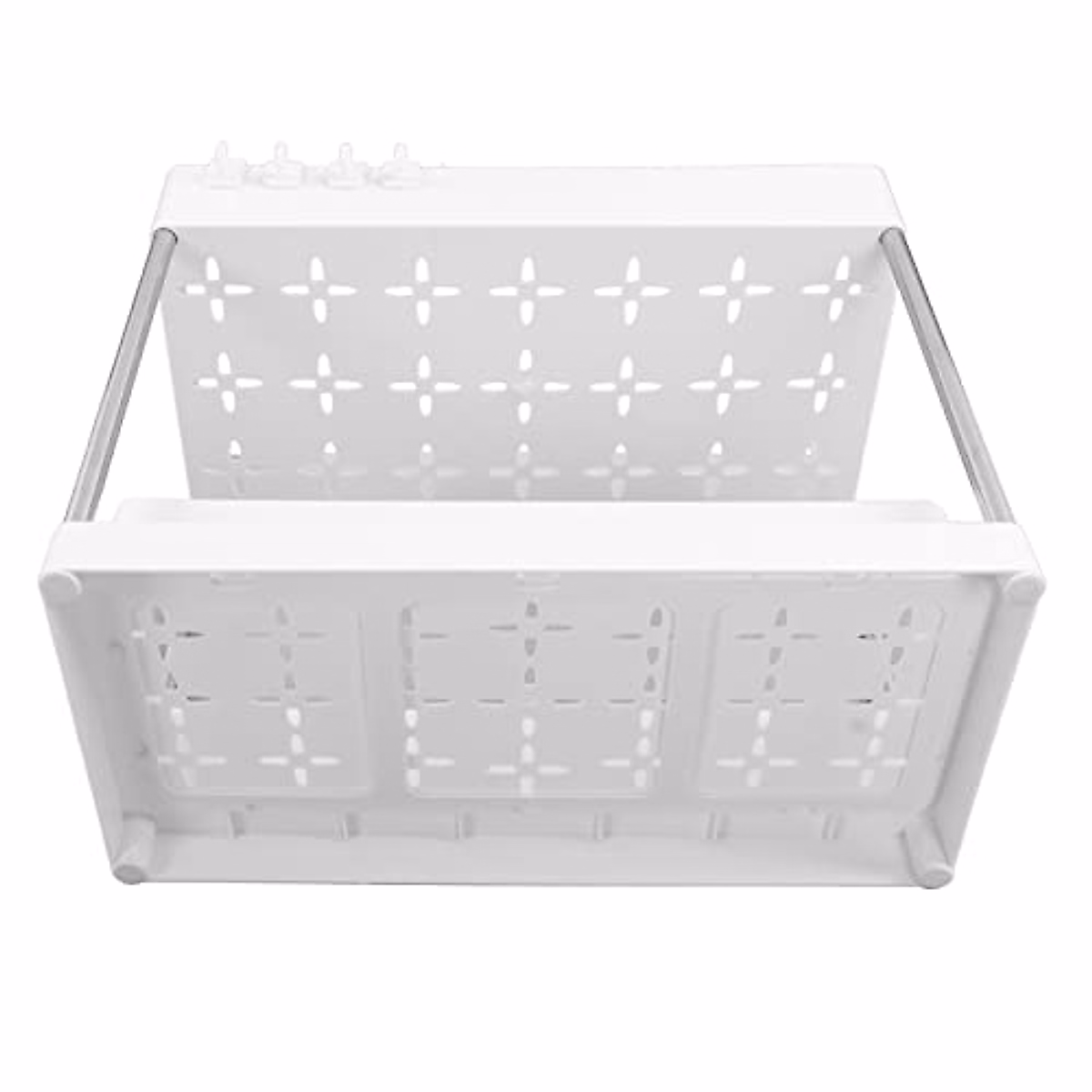 Bonwuno Under Sink Organizer Large Capacity, 2 Tier Slide Out Cabinet Basket Organizer, Cabinet Storage Shelves with Hooks,for Bathroom Kitchen Laundry (White)